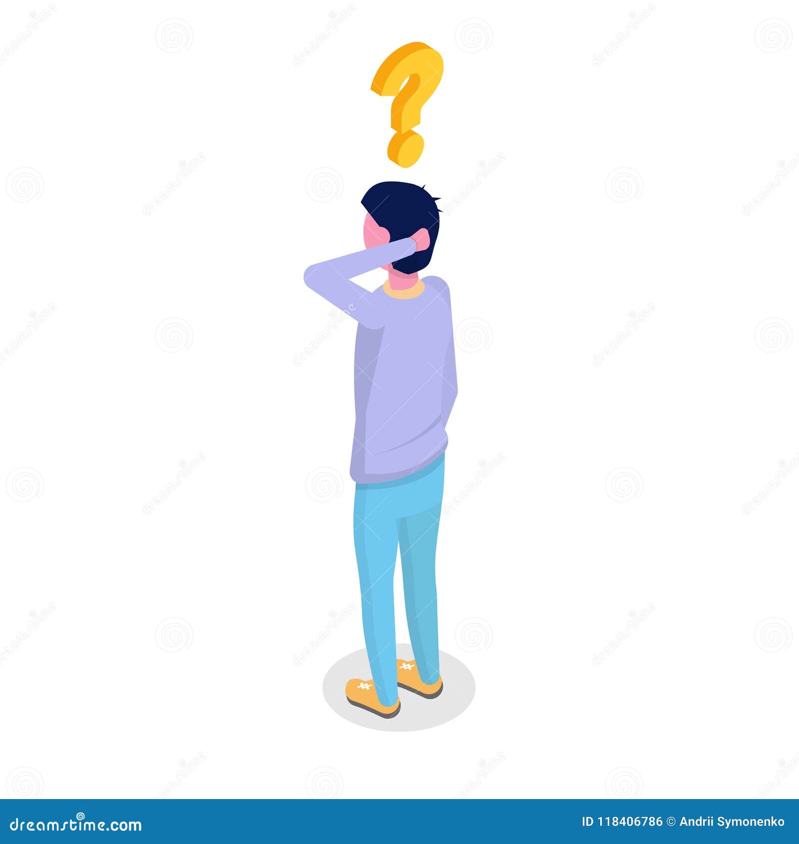 Man is Thinking Isometric Character Stock Vector - Illustration of sign ...