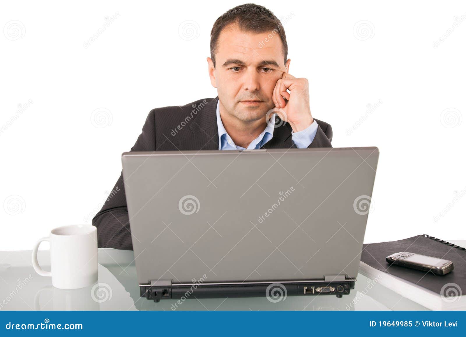 Man thinking laptop stock image. Image of male, business - 19649985