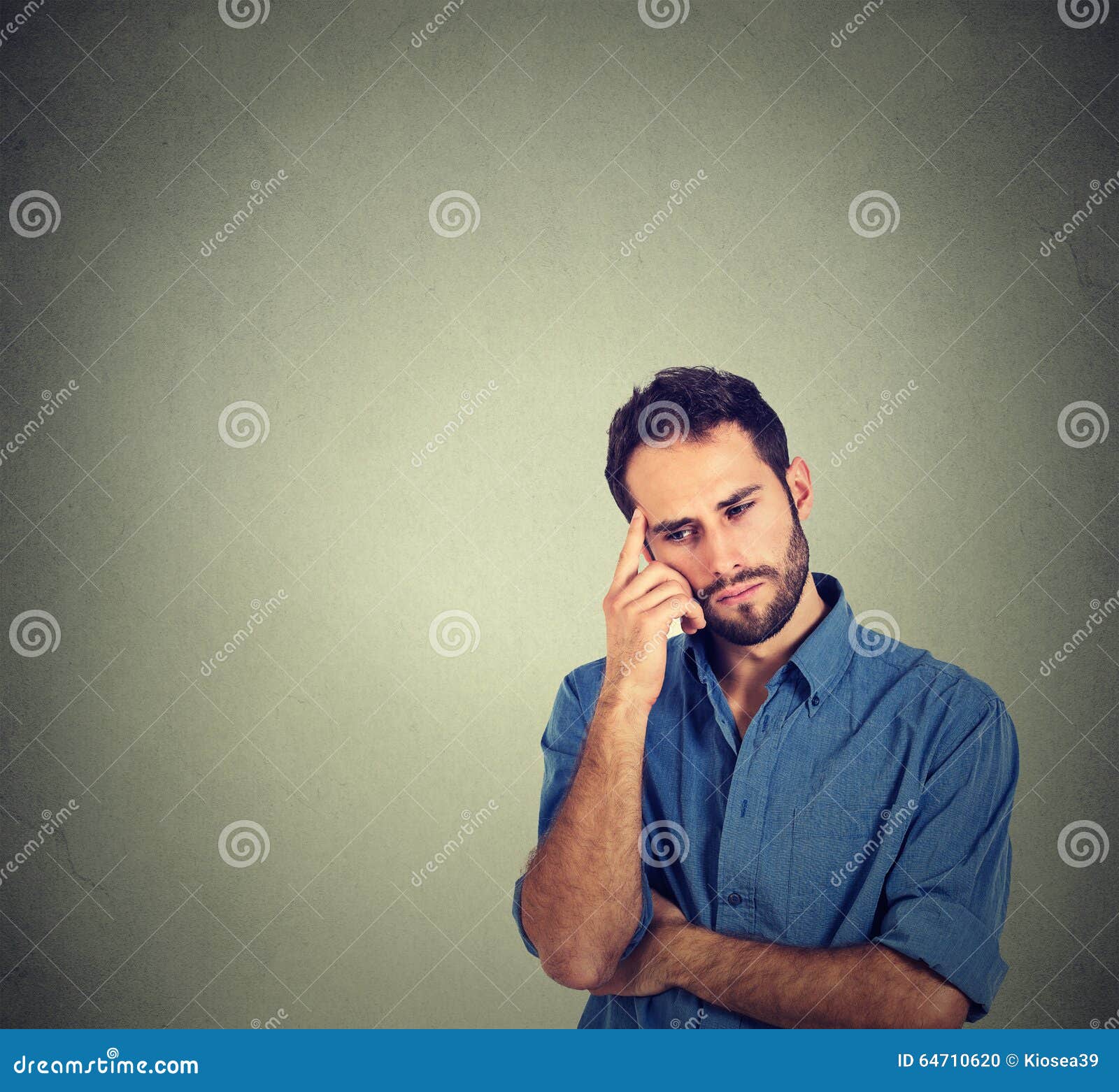 Man thinking looking down stock photo. Image of mind - 64710620