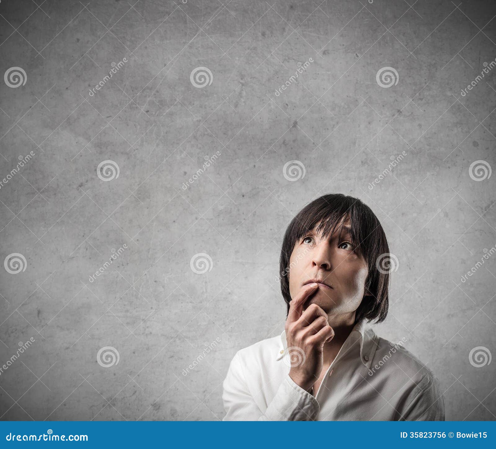 Man thinking stock photo. Image of mind, wall, male, confused - 35823756