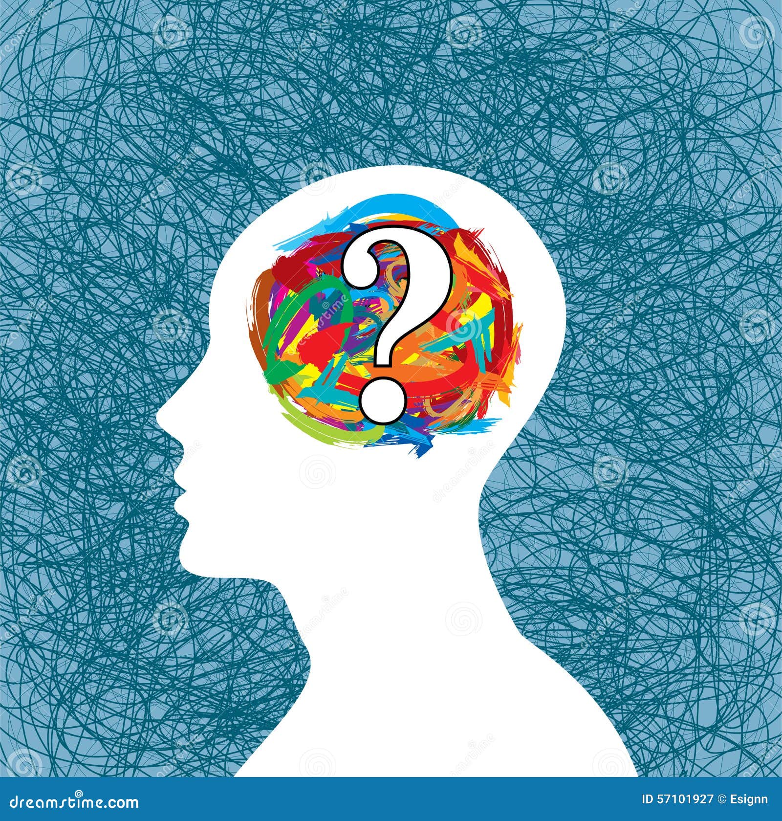 Man Thinking Many Question. Brain Idea Stock Vector - Illustration of ...