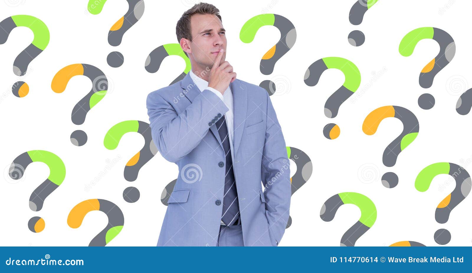 Man Thinking with Minimal Design Question Marks Stock Illustration ...