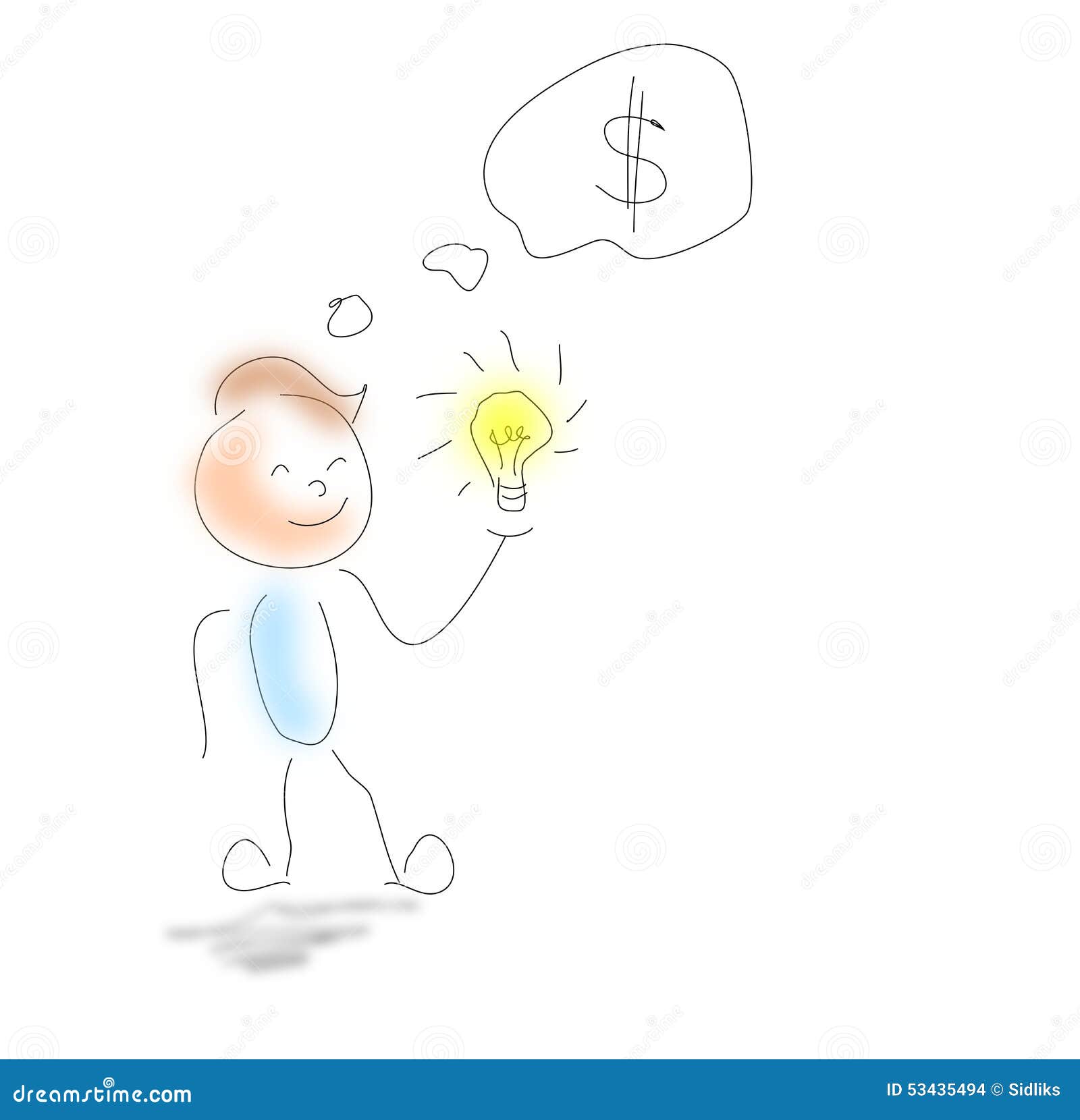 Man thinking of money stock illustration. Illustration of money - 53435494