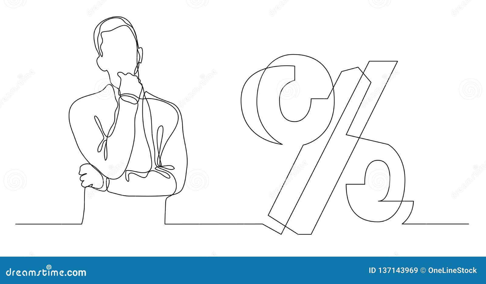 Man Thinking about Mortgage Interest Rate - Continuous Line Drawing ...