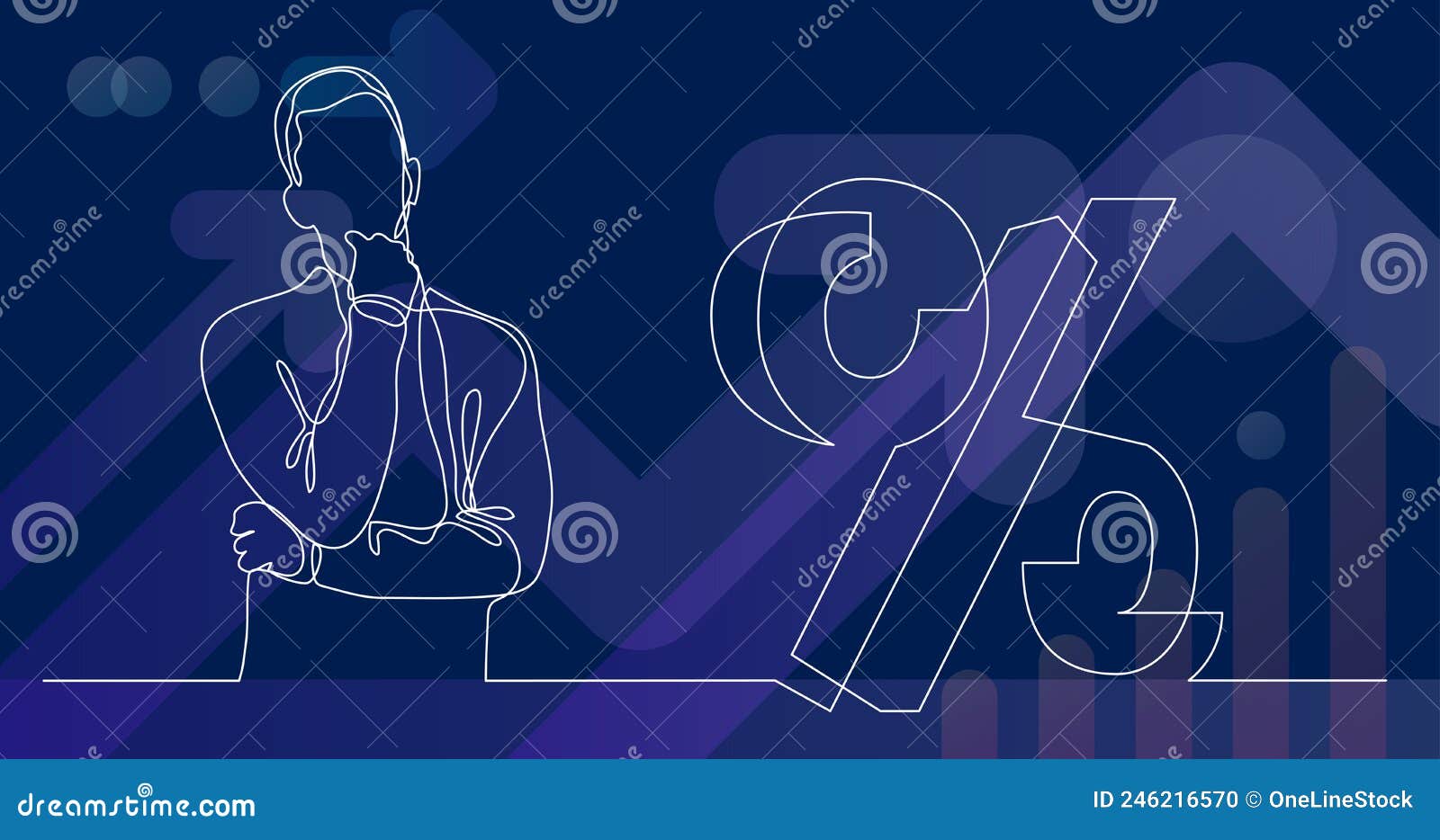 Man Thinking about Mortgage Interest Rate - Continuous Line Drawing ...