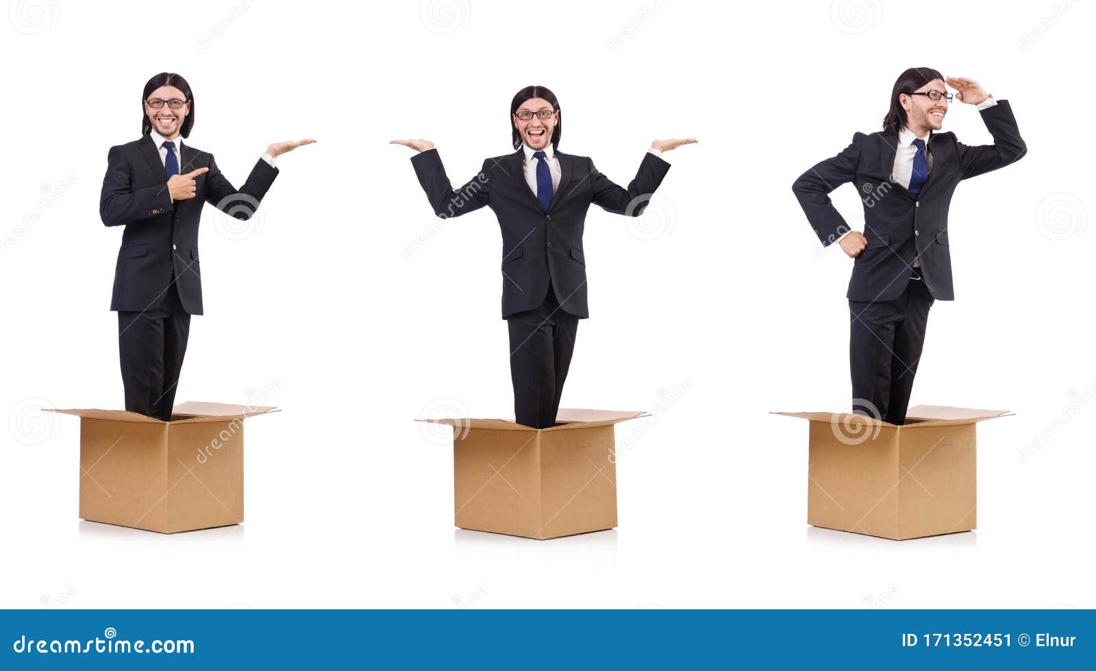 Man in Thinking Out of the Box Concept Stock Image - Image of courier ...