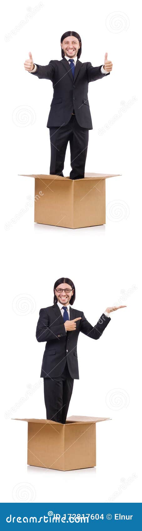 Man in Thinking Out of the Box Concept Stock Photo - Image of business ...