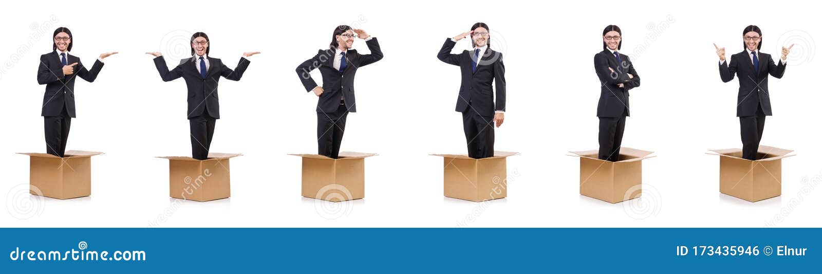 Man in Thinking Out of the Box Concept Stock Photo - Image of package ...