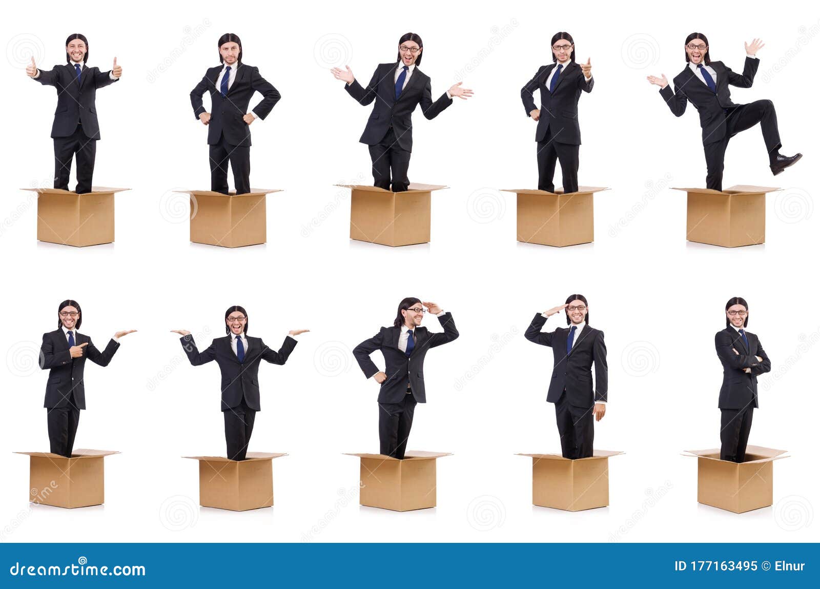 Man in Thinking Out of the Box Concept Stock Image - Image of carrying ...