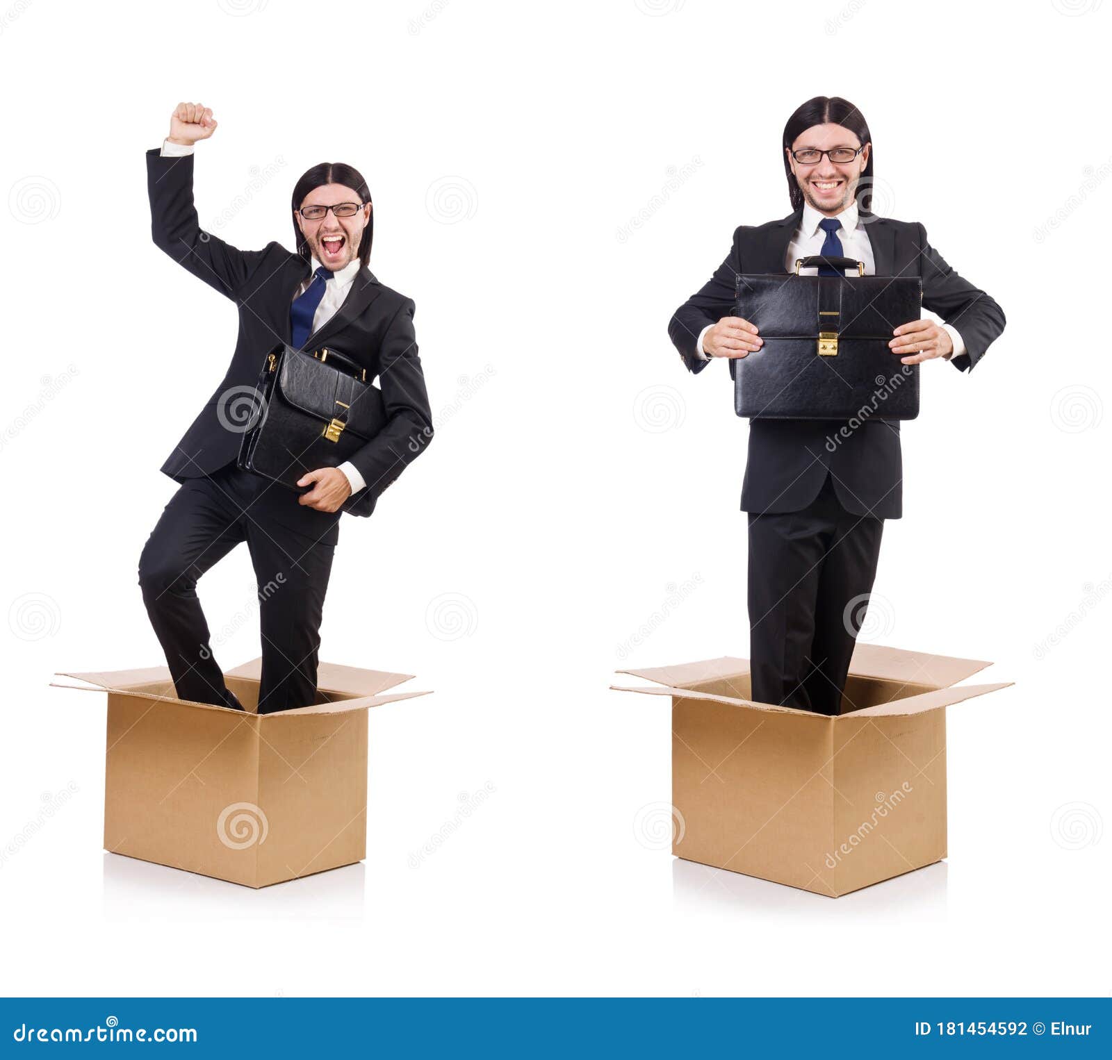 Man in Thinking Out of the Box Concept Stock Photo - Image of ...