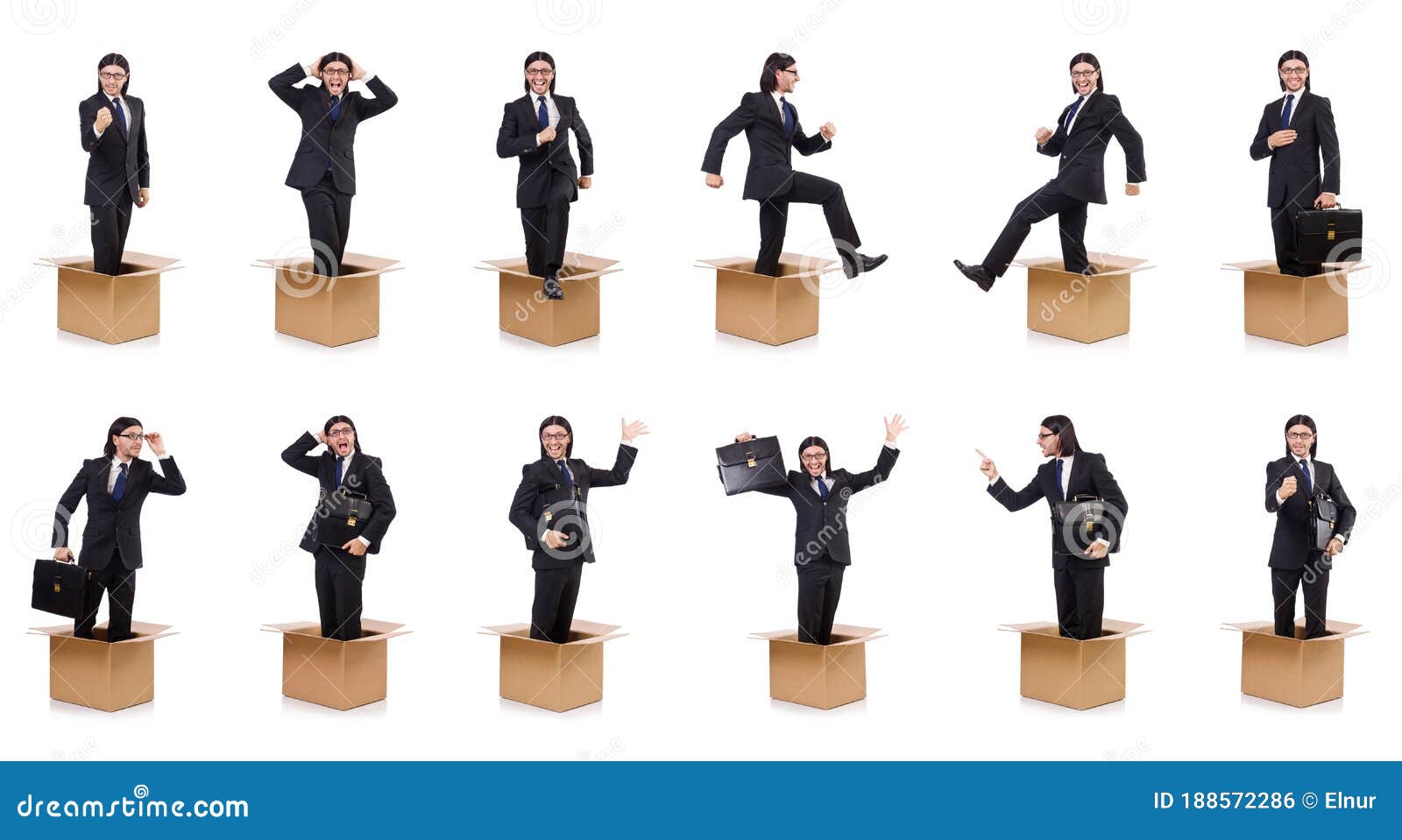 Man in Thinking Out of the Box Concept Stock Photo - Image of ...