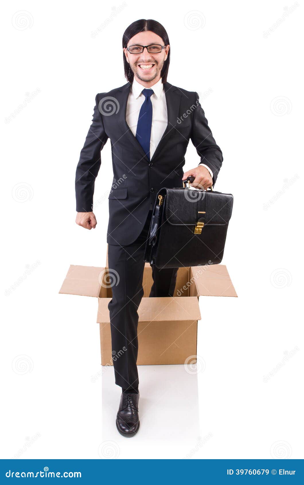 Man in thinking out stock image. Image of carrying, cardboard - 39760679