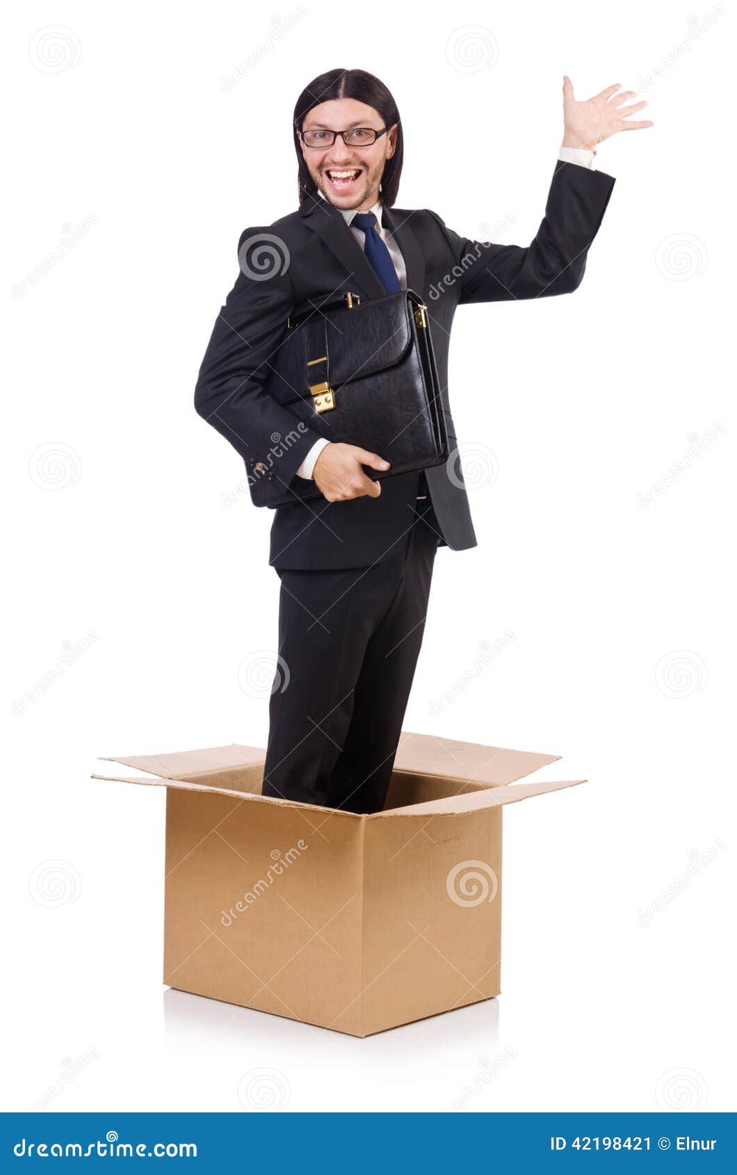 Man in Thinking Out of the Box Stock Image - Image of shipping ...