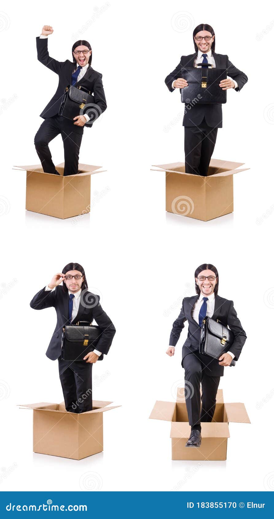 Man in Thinking Out of the Box Concept Stock Photo - Image of service ...
