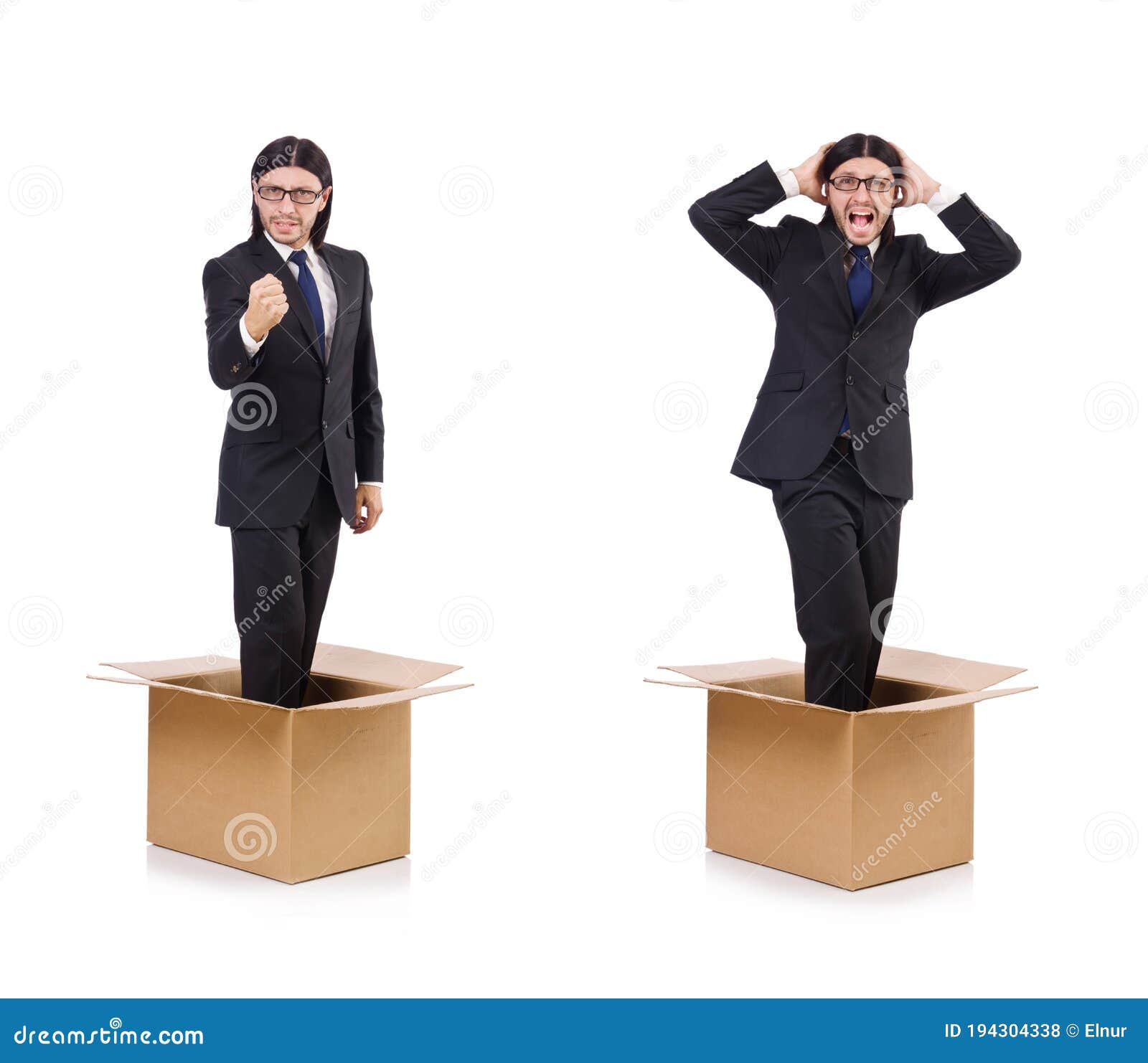 Man in Thinking Out of the Box Concept Stock Photo - Image of carrying ...