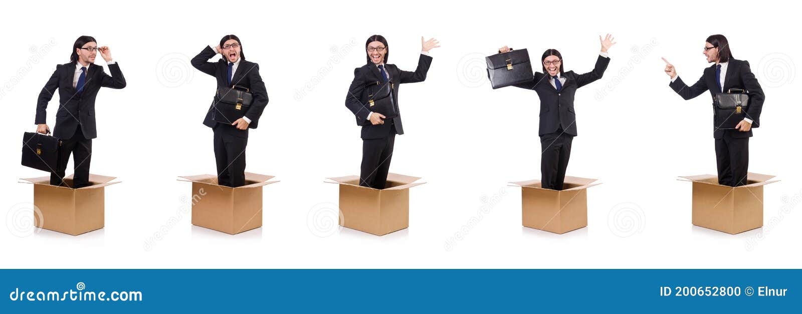 Man in Thinking Out of the Box Concept Stock Photo - Image of ...