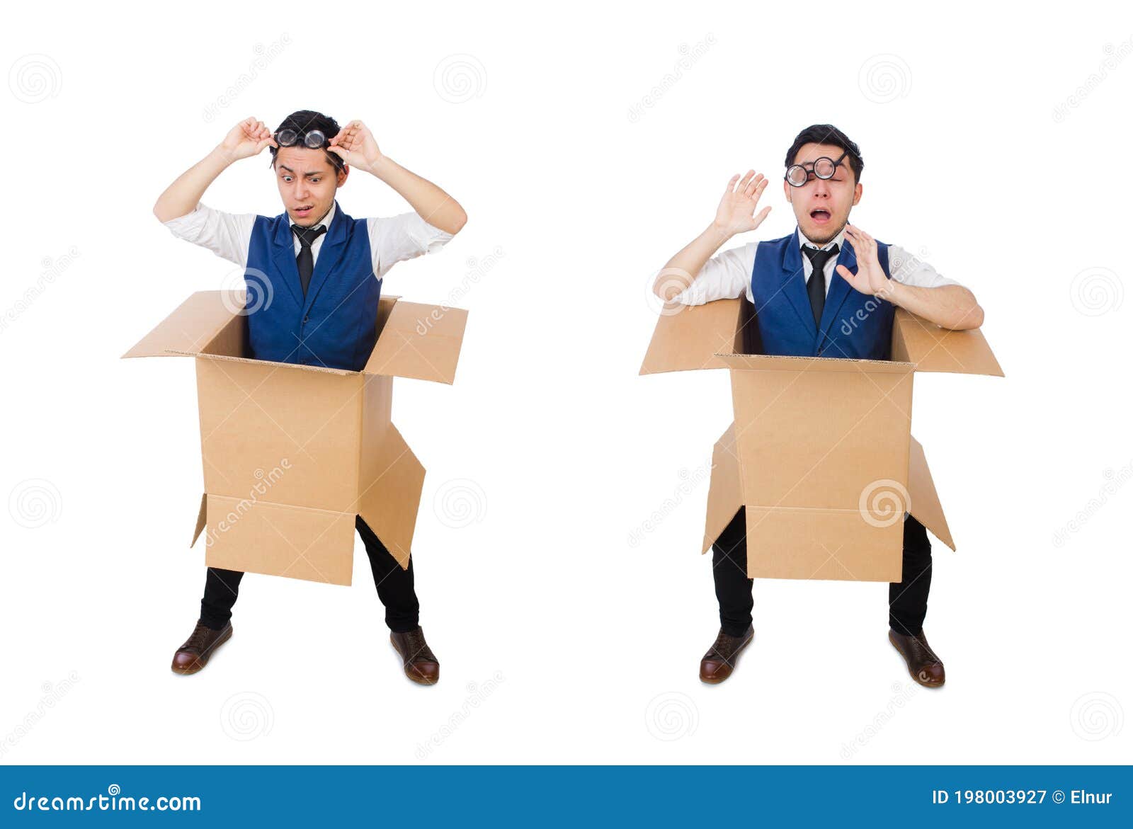 Man in Thinking Outside the Box Concept Stock Image - Image of collage ...