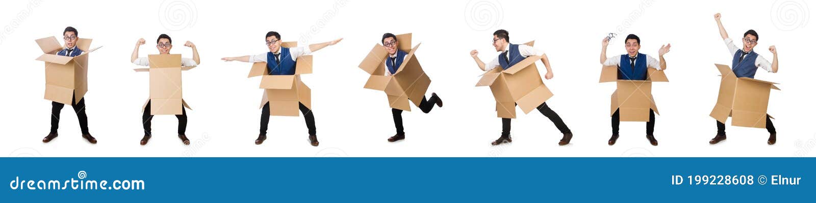 Man in Thinking Outside the Box Concept Stock Photo - Image of ...