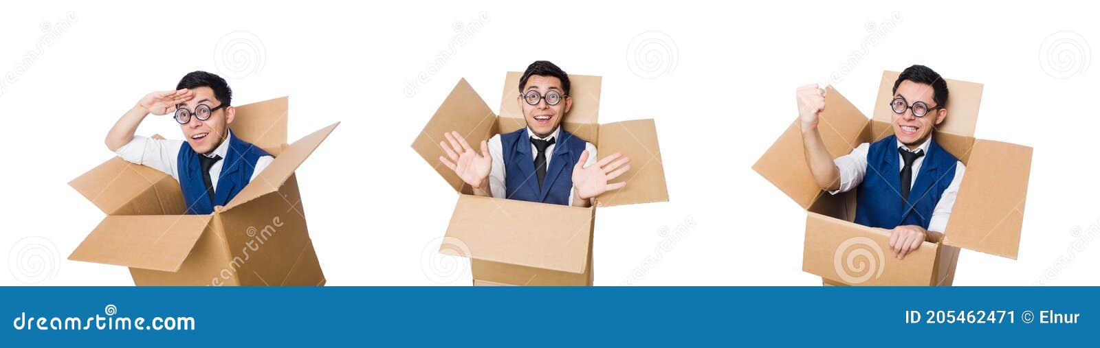 Man in Thinking Outside the Box Concept Stock Image - Image of humorous ...