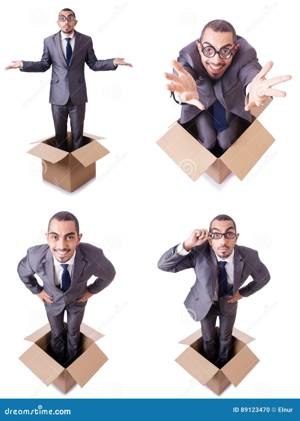 The Man in Thinking Outside the Box Concept Stock Photo - Image of ...