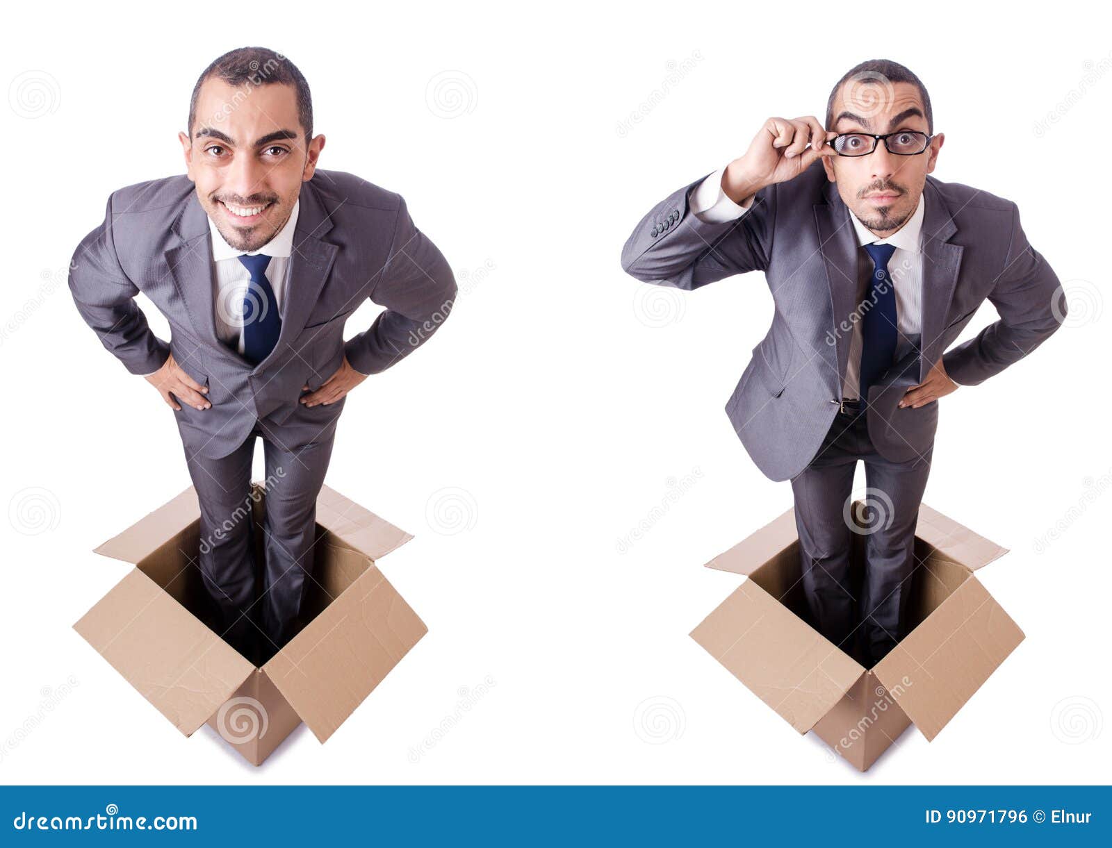 The Man in Thinking Outside the Box Concept Stock Photo - Image of ...