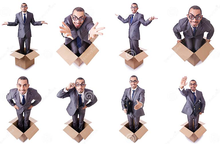 The Man in Thinking Outside the Box Concept Stock Image - Image of ...
