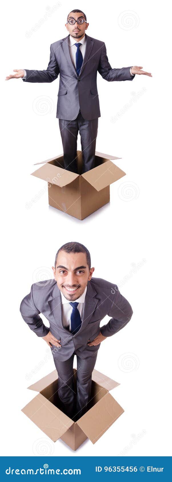 The Man in Thinking Outside the Box Concept Stock Photo - Image of ...