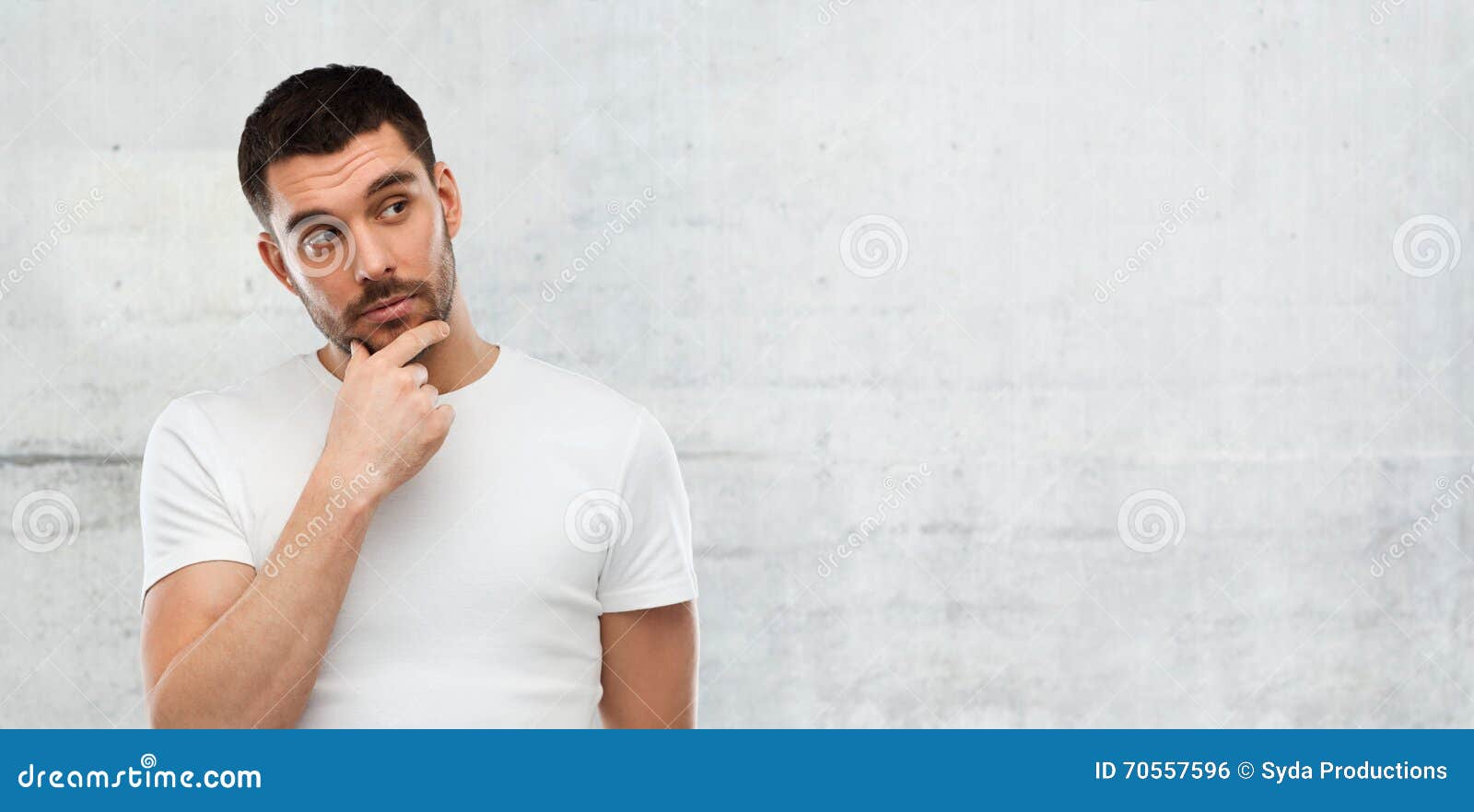 Man Thinking Over Gray Wall Background Stock Photography ...