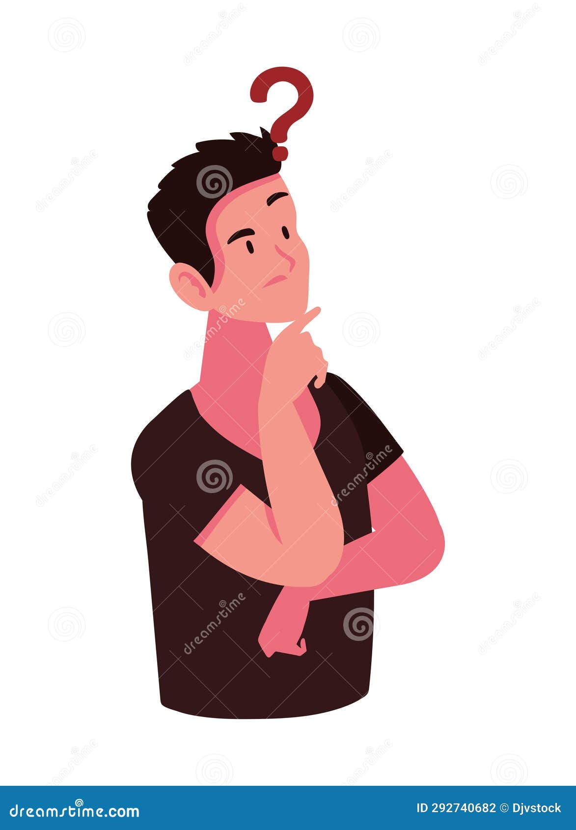 Man thinking portrait stock illustration. Illustration of interested ...