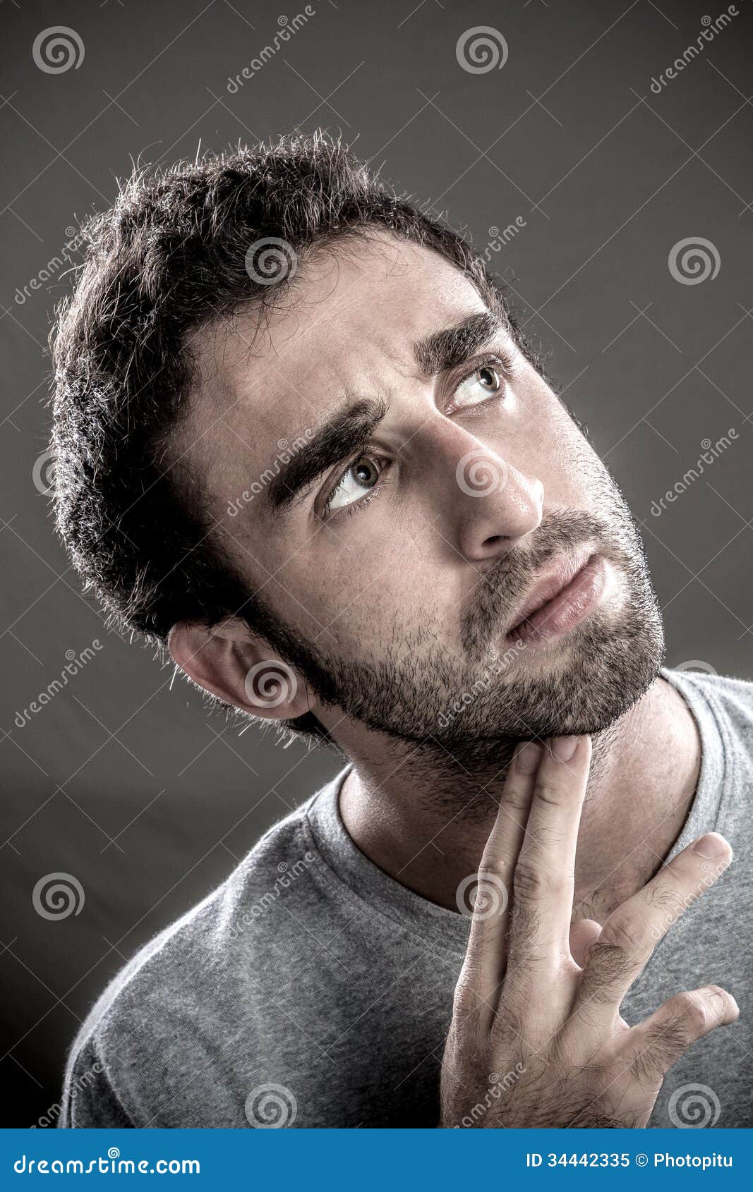Man thinking stock image. Image of caucasian, grin, cool - 34442335