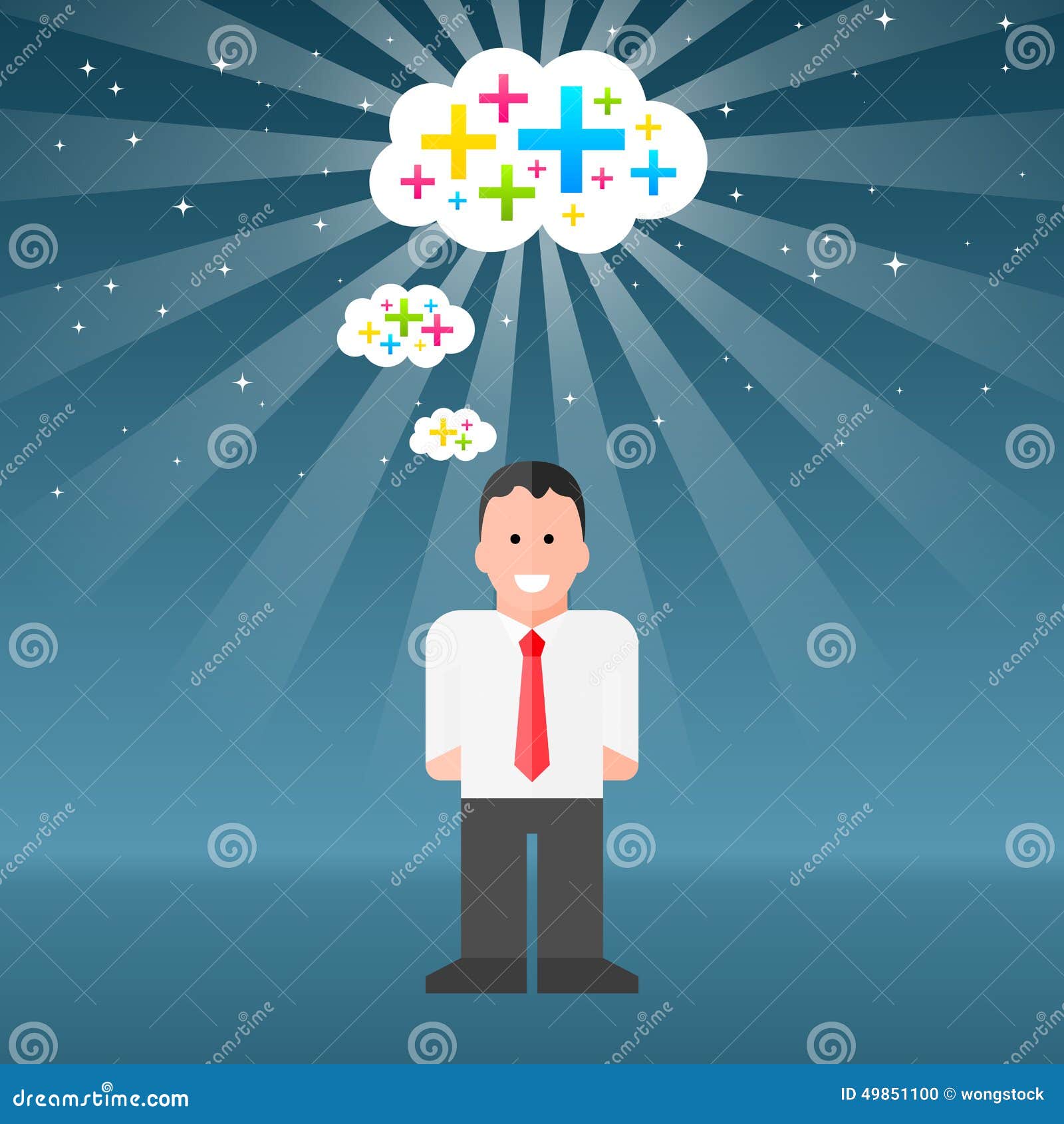 Man-thinking-positive-thoughts Stock Vector - Illustration of emotion ...