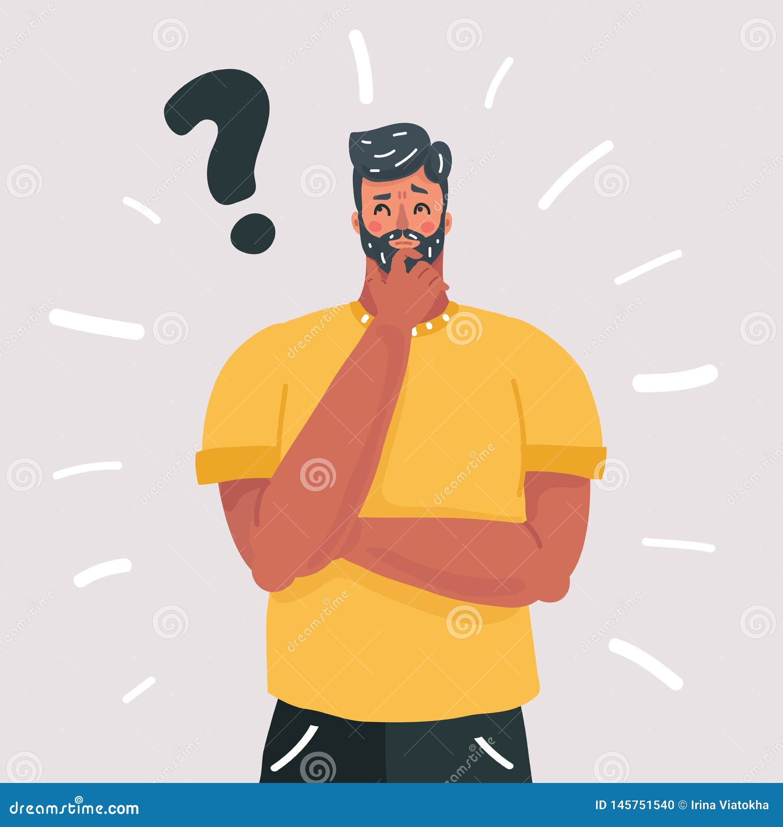 Man Thinking, Question, Doubt Expression. Stock Vector - Illustration ...