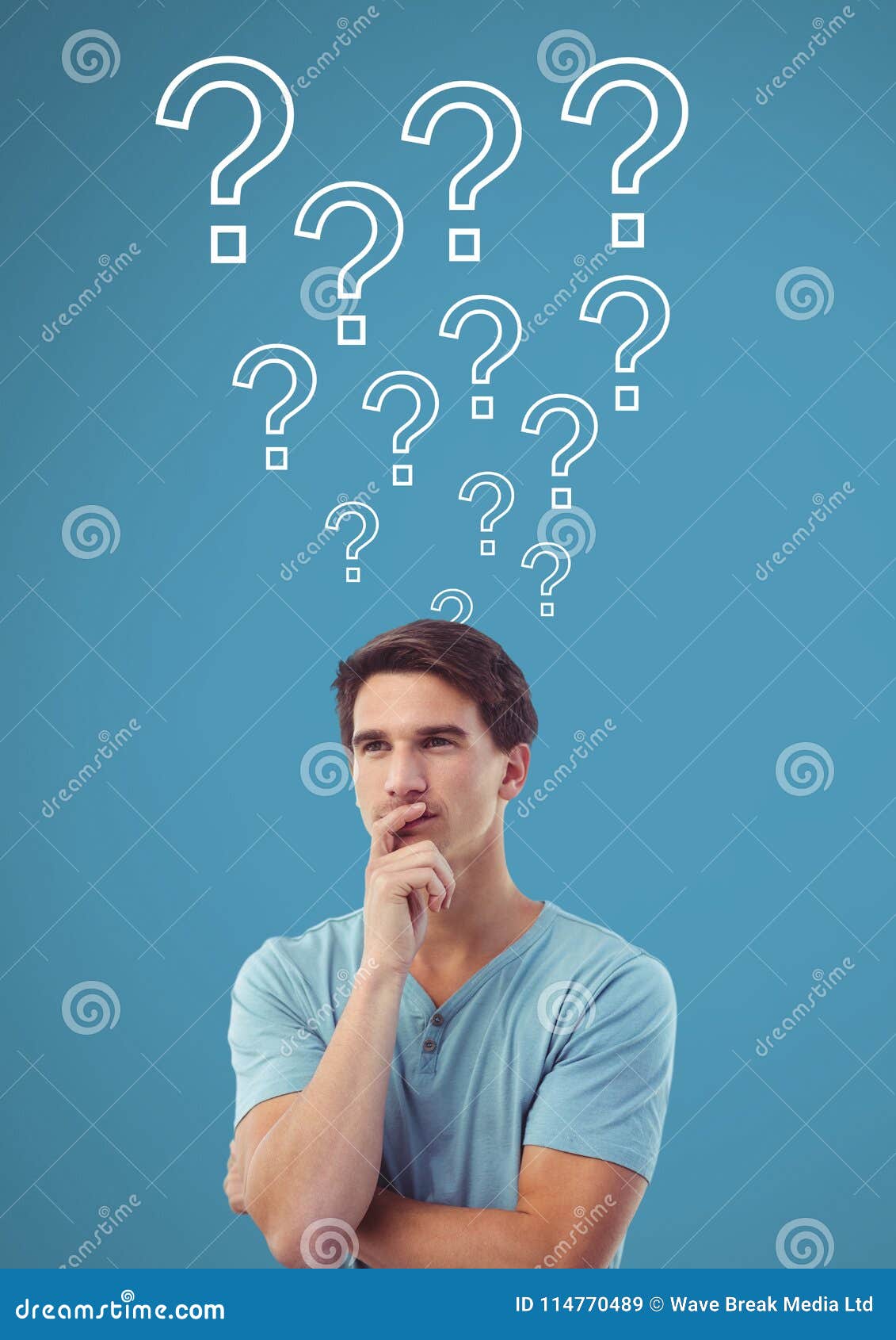 Man Thinking with Question Marks Stock Illustration - Illustration of ...