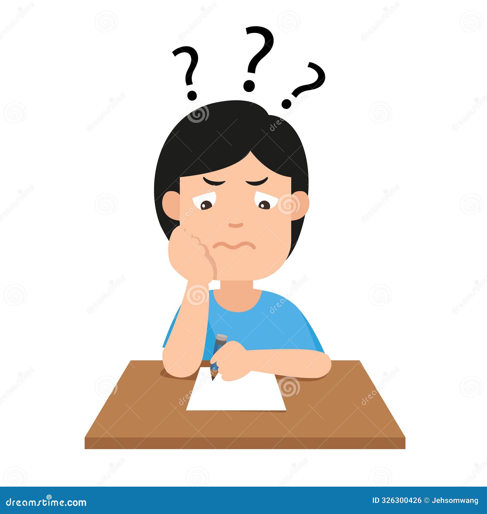 Man Thinking with Question Marks Stock Illustration - Illustration of ...