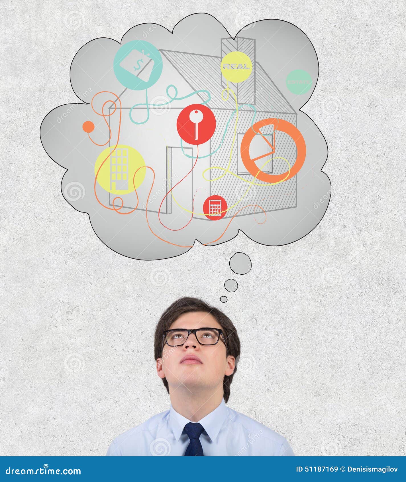 Man Thinking about Real Estate Stock Image - Image of manager, concept ...