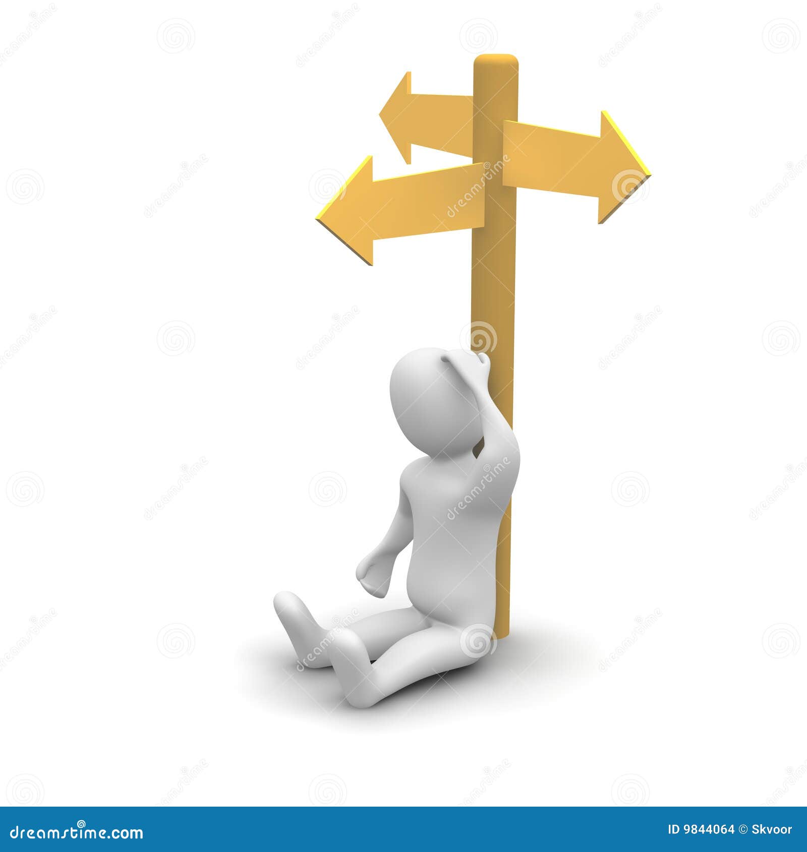 Man Thinking about Right Direction Stock Illustration - Illustration of ...