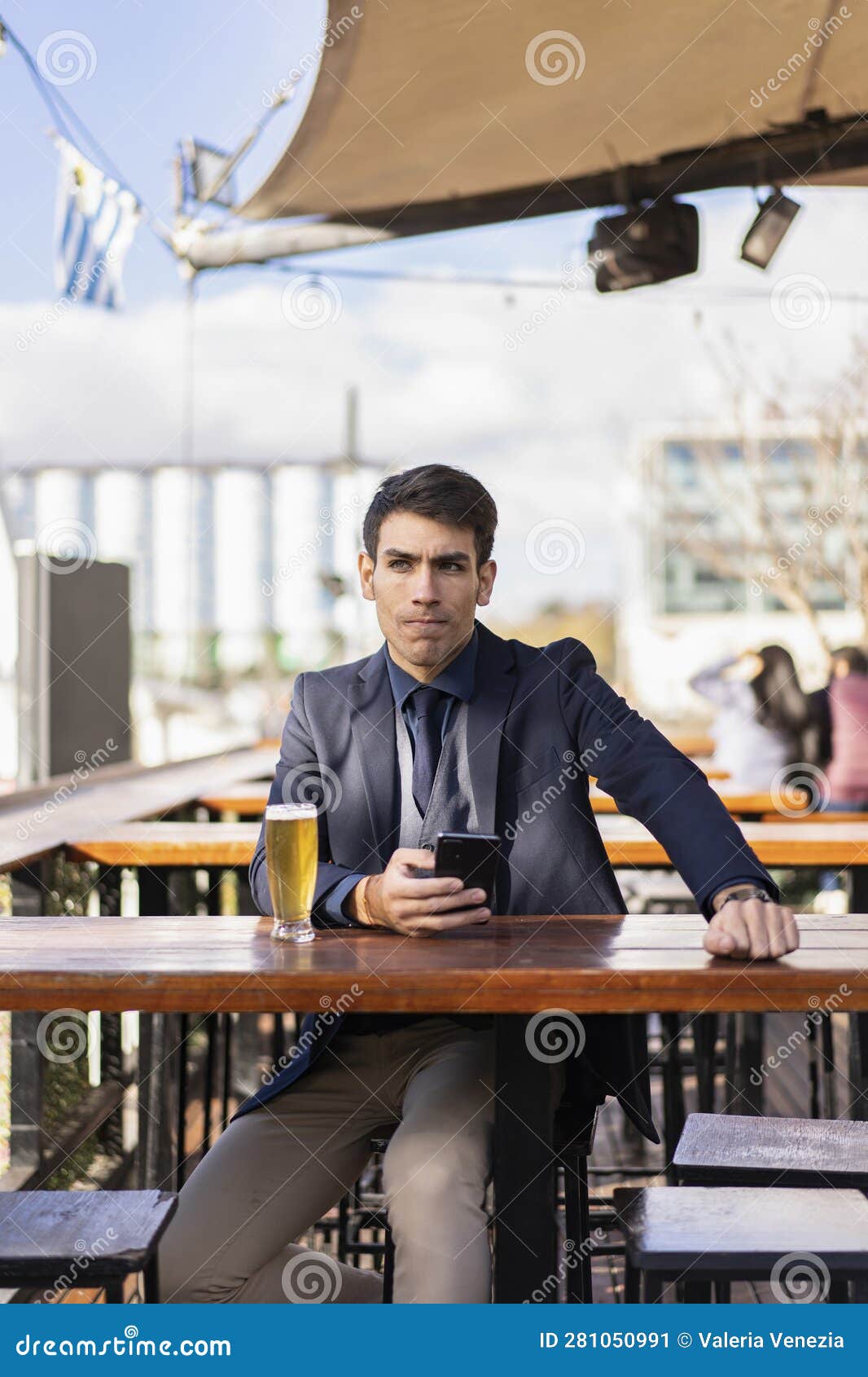 Man Thinking Something after Checking His Smartphone Stock Image ...