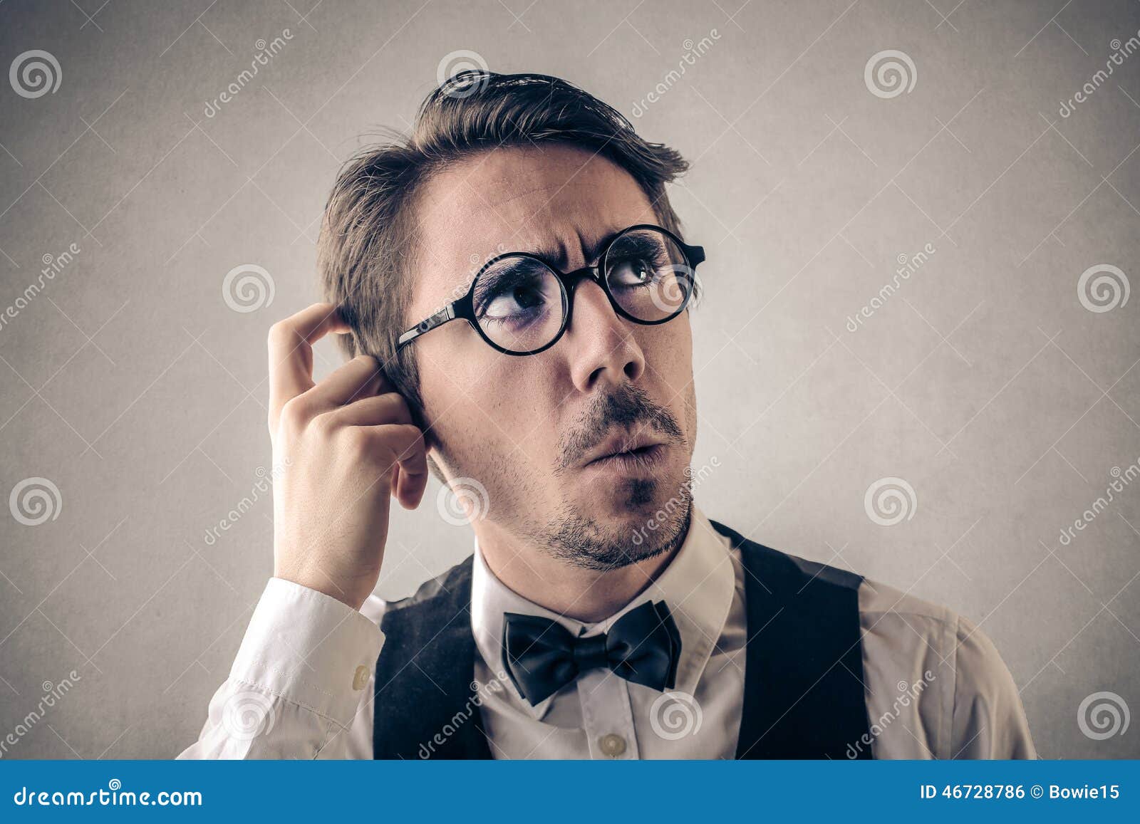 Man thinking of something stock photo. Image of happiness - 46728786