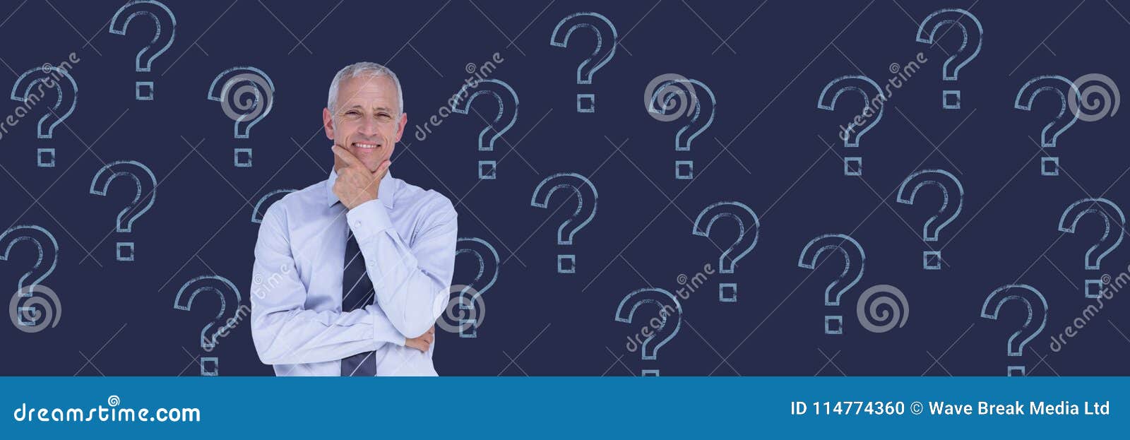 Man Thinking with Stencil Question Marks Stock Illustration ...