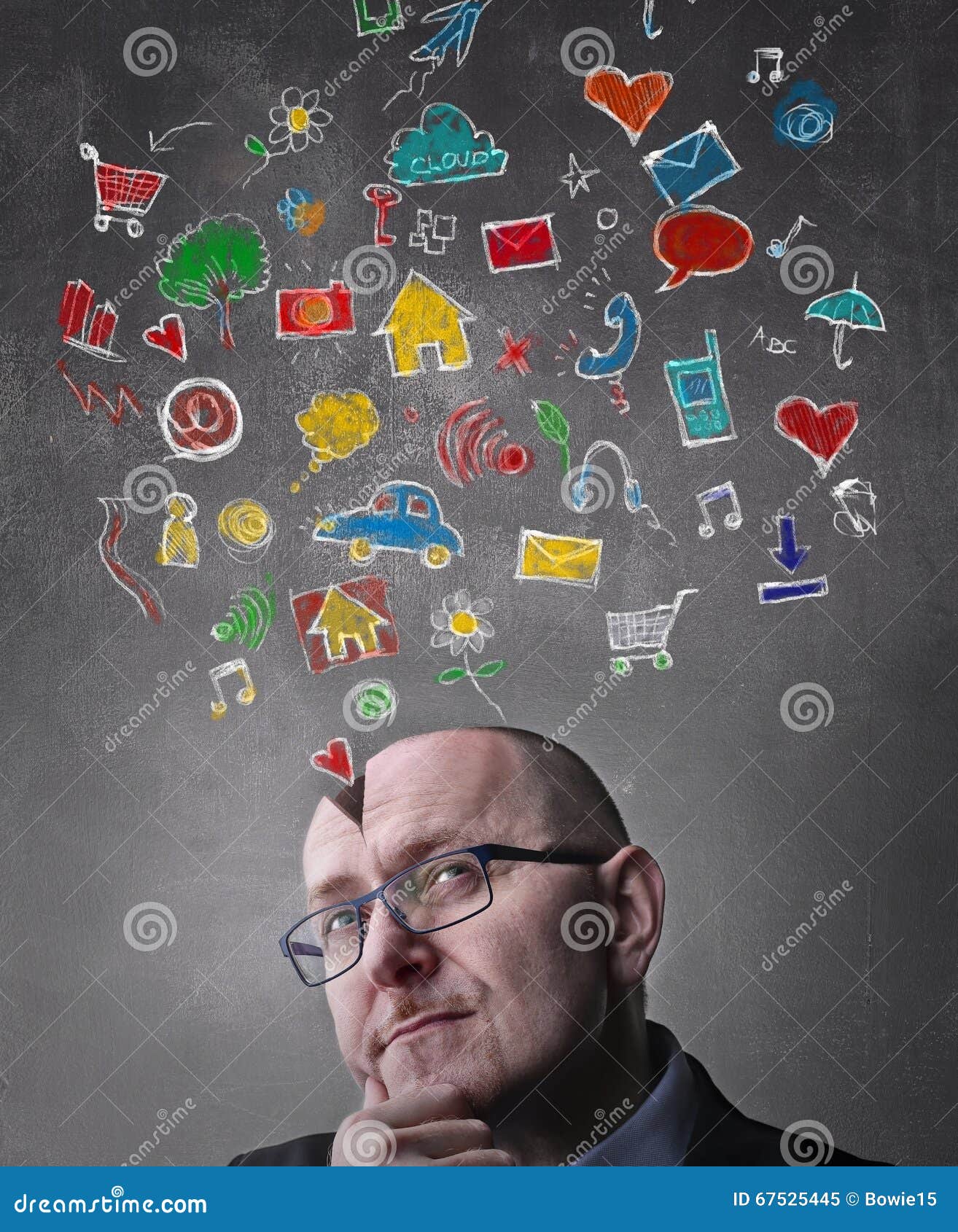 Man Thinking about Technology Stock Illustration - Illustration of ...