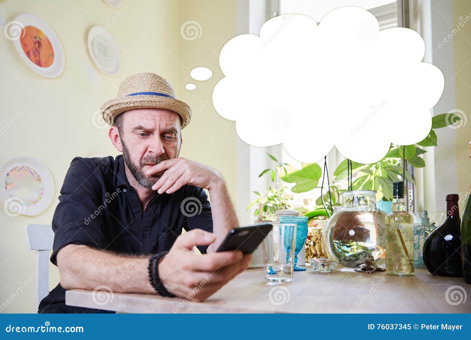 Man Thinking with a Thought Bubble Over His Head Stock Image - Image of ...