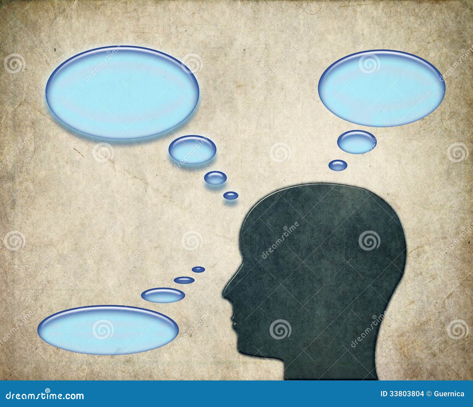 Man Thinking about Thoughts with Bubbles Stock Illustration ...