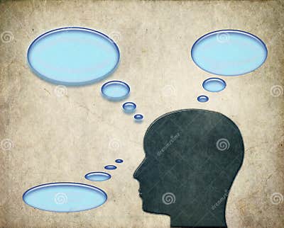 Man Thinking about Thoughts with Bubbles Stock Illustration ...