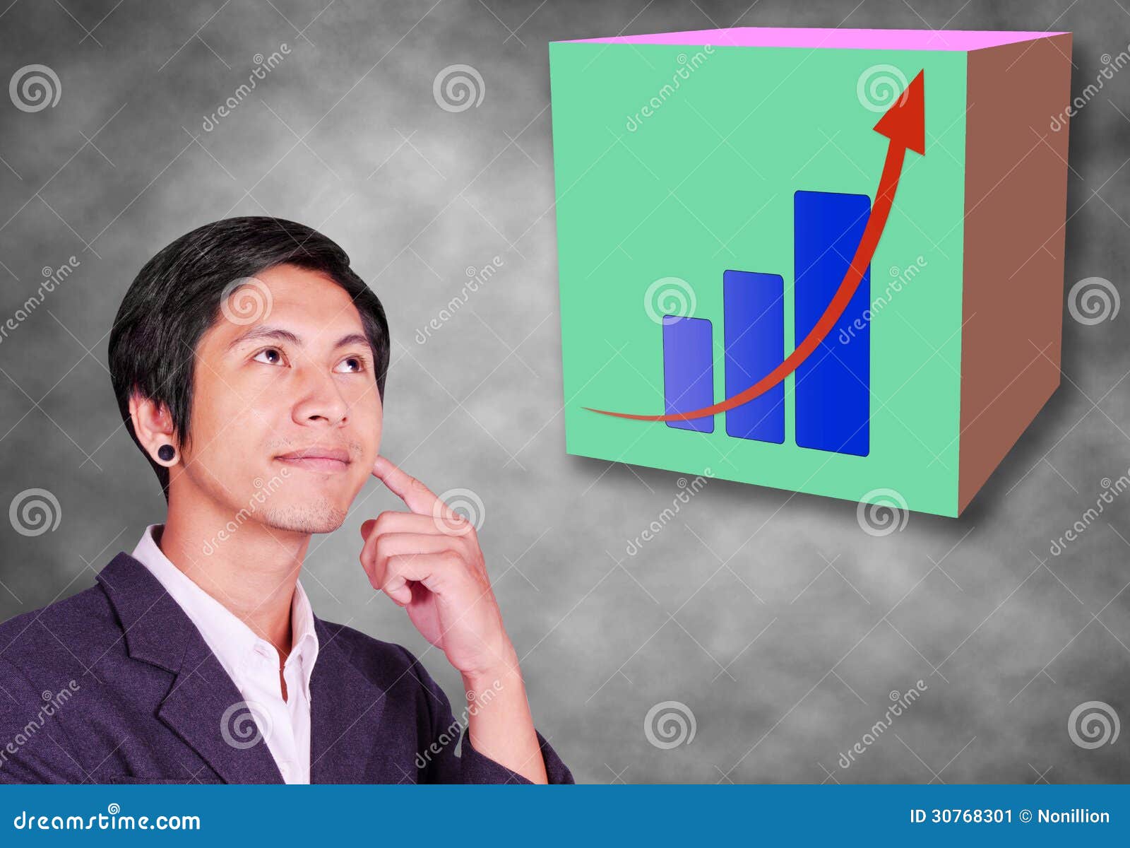 Man thinking to chart box stock image. Image of male - 30768301