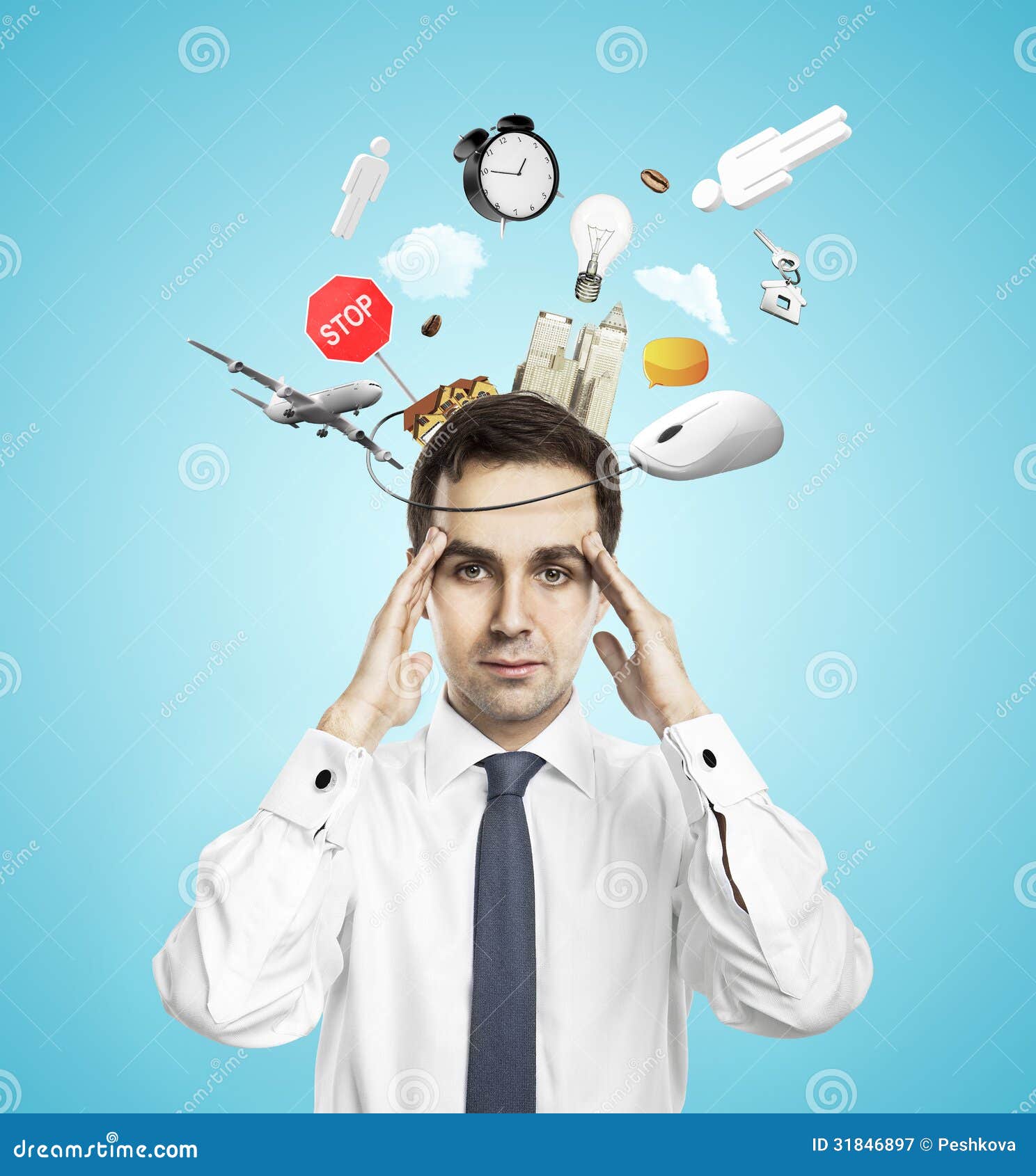 Man thinking of travel stock image. Image of marketing - 31846897