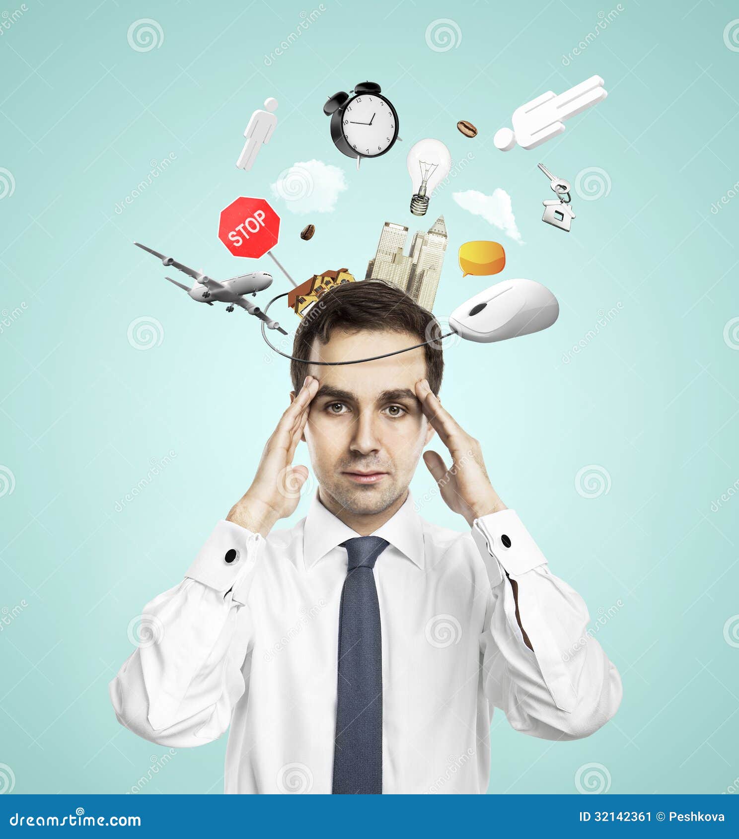 Man thinking of travel stock image. Image of forward - 32142361