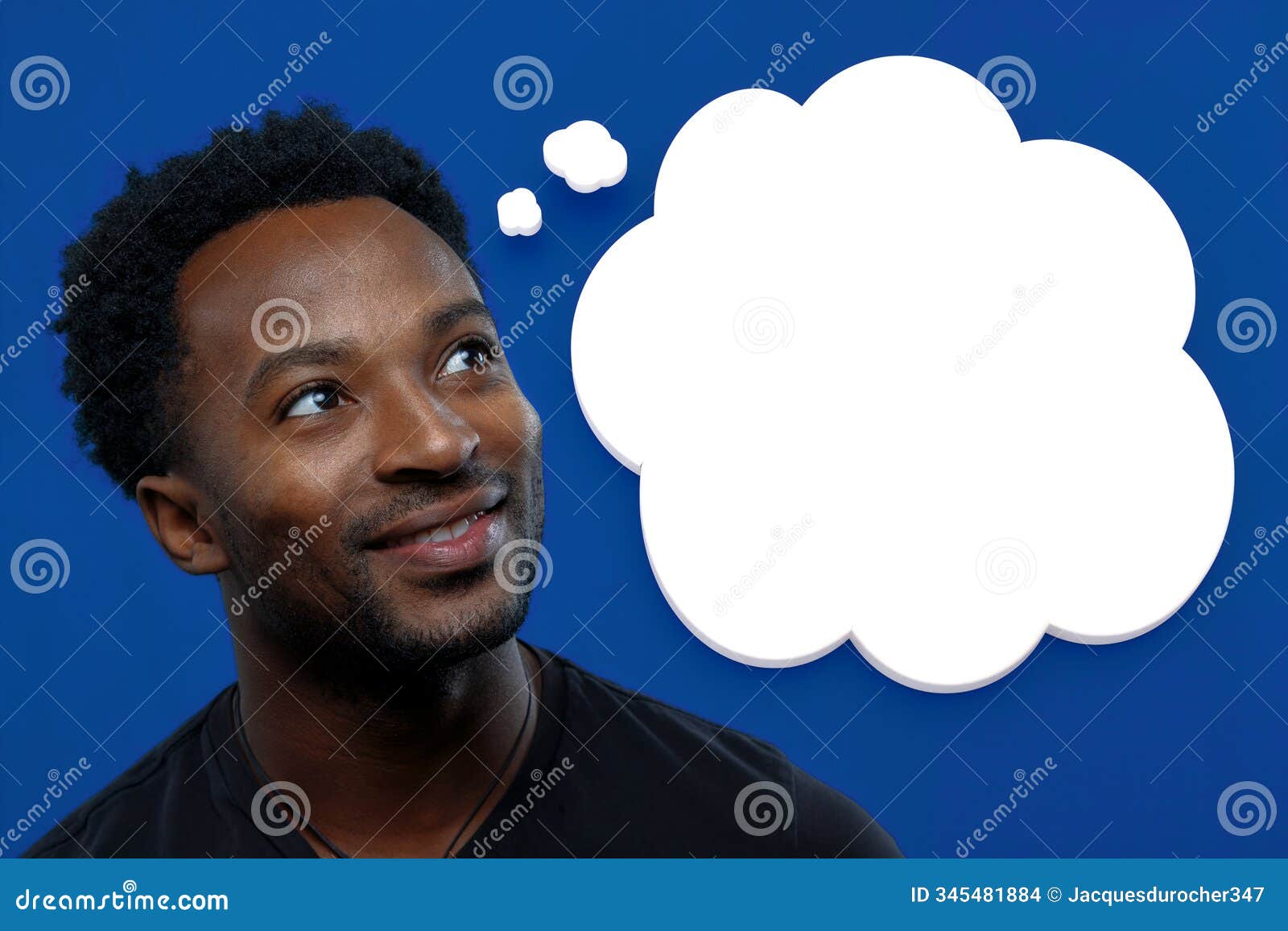 Visionary Man Thinking Imagination Concept Dream White Clouds on Blue ...