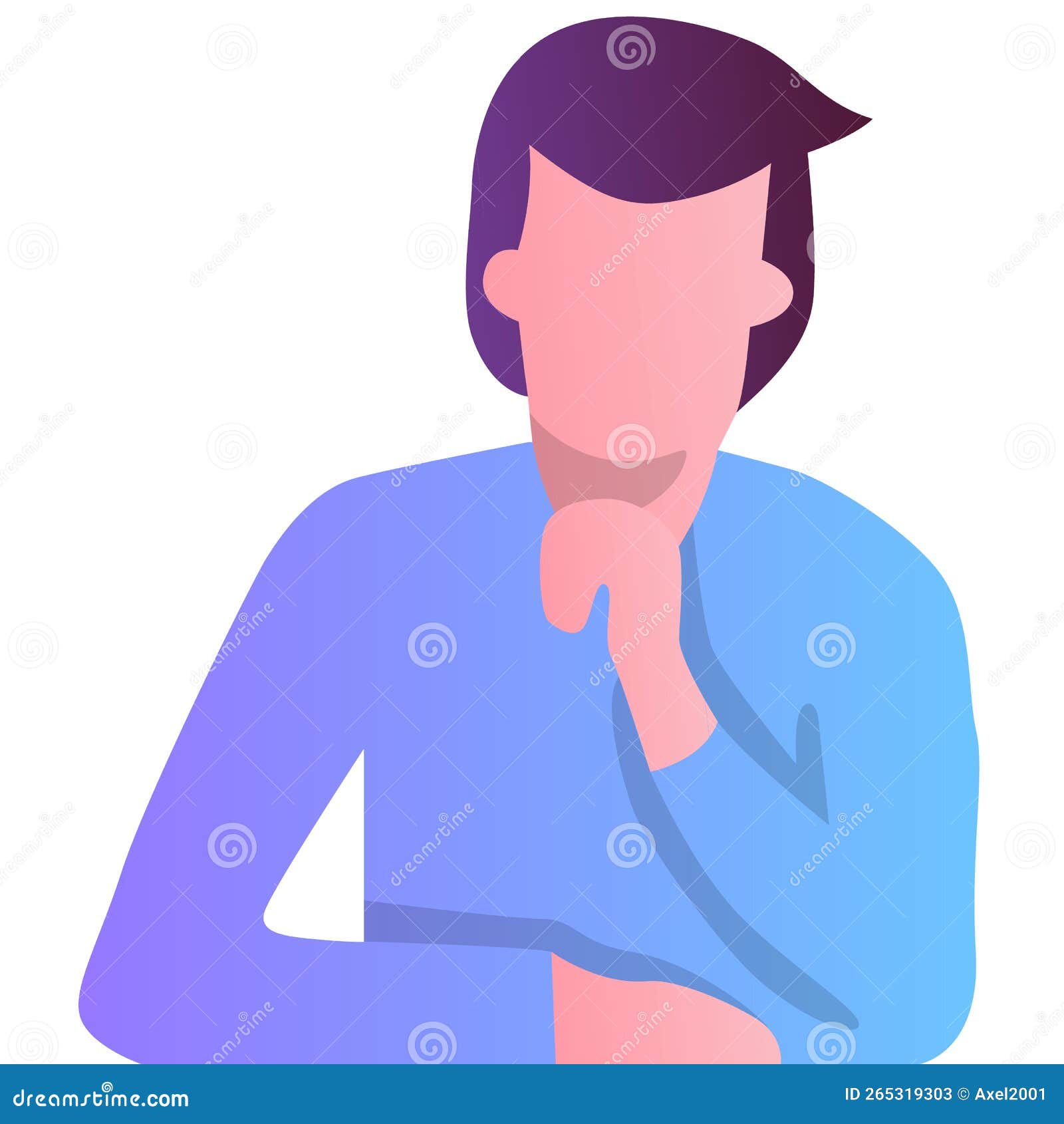 Man Thinking Vector Pensive Person Icon on White Stock Vector ...