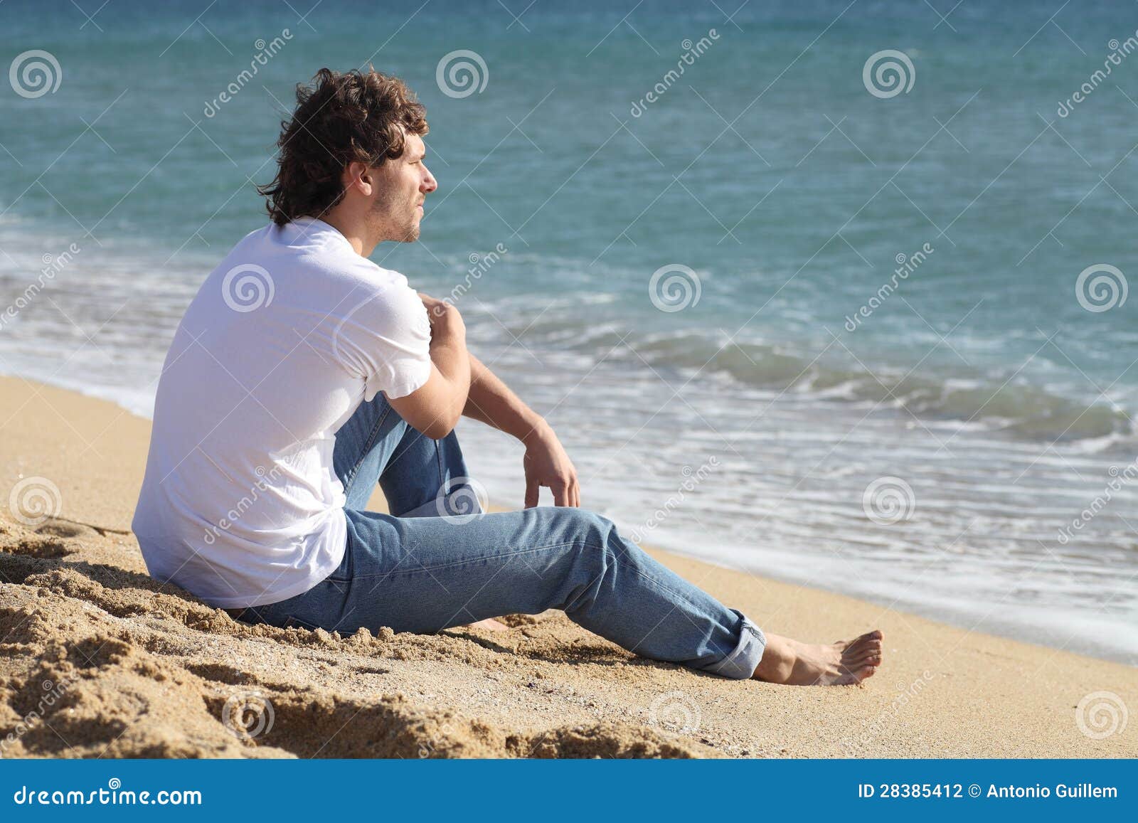 Man Thinking and Watching the Sea Stock Photo - Image of nature, male ...