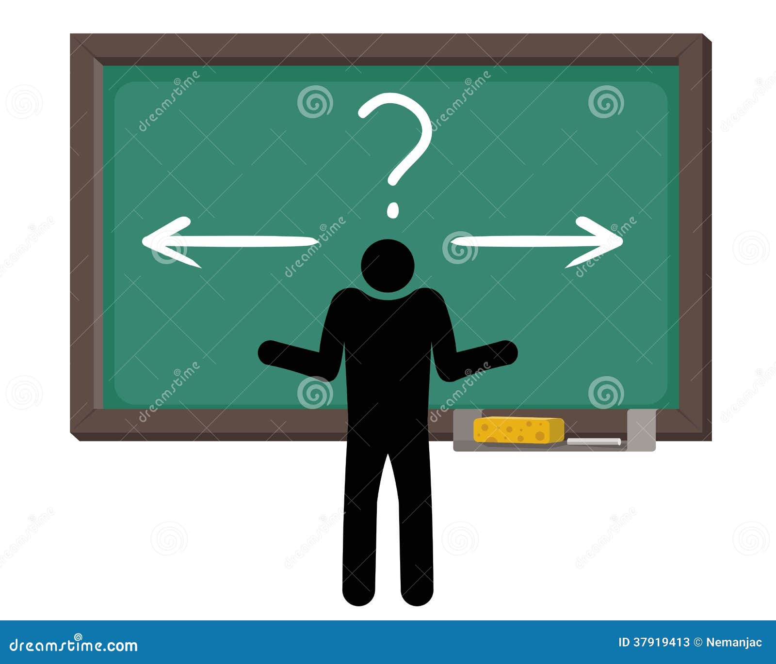 Man Thinking Which Way To Go, Arrows on Blackboard Stock Vector ...